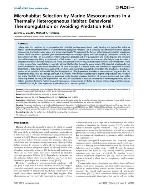 Pdf Microhabitat Selection By Marine Mesoconsumers In A Thermally Heterogeneous Habitat