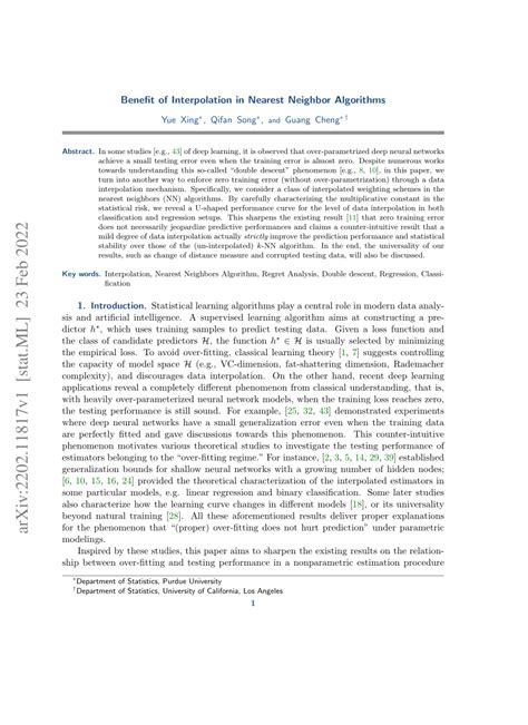 Pdf Benefit Of Interpolation In Nearest Neighbor Algorithms