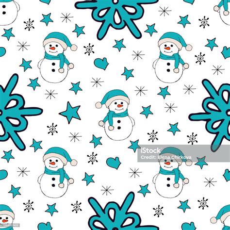 눈사람 전나무 나무와 눈송이와 크리스마스 원활한 패턴 벽지 포장지 패턴 채우기 겨울 인사말 웹 페이지 배경에 적합 0명에 대한 스톡 벡터 아트 및 기타 이미지 Istock