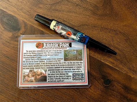 Jurassic Park Pen With Embedded Tree Piece From The Movie Etsy