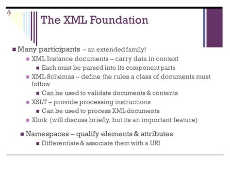 Acg 4401 Xml Schemas Xml Namespaces Xlink The Xml Foundation Many