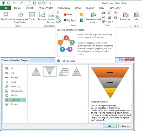 how to create an excel funnel chart