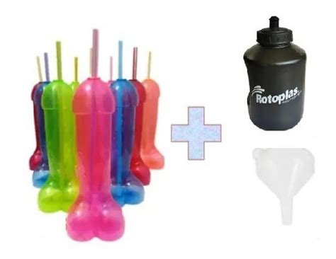 80 Vasos Forma De Pene De Plástico Y Popote Nepe Regalo Meses Sin