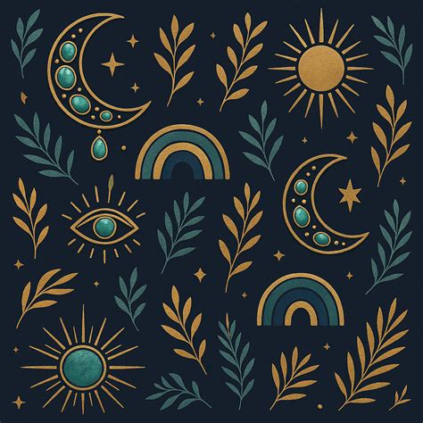Download Boho Style Illustration Dark Background Wallpaper