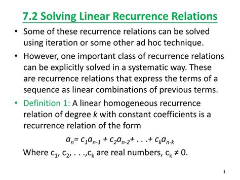 Ppt 72 Solving Linear Recurrence Relations Powerpoint Presentation