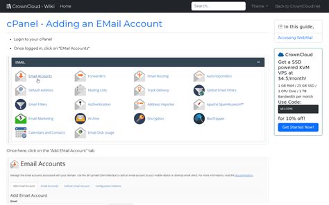 CrownCloud Wiki Cpanel Adding Email Account