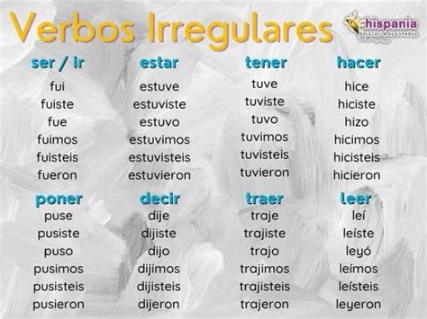 Pretrito Indefinido Verbos Irregulares Ms Frecuentes El Universal