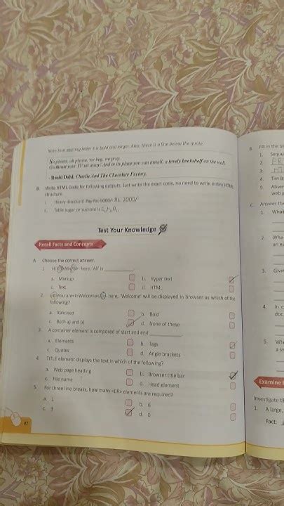 Class 6 Computer Build Webpages Using Html Back Exercise Youtube