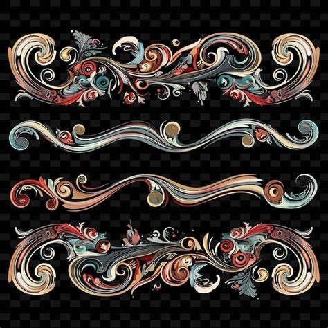 Turkish Ebru Borderlines Design With Swirling And Colorful D Png Unique Stylized Motifs Designs