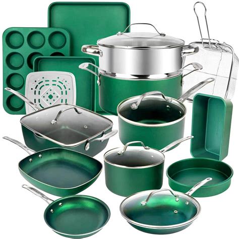 Granitestone Emerald Green 20 Piece Aluminum Ultra Durable Triple Layer
