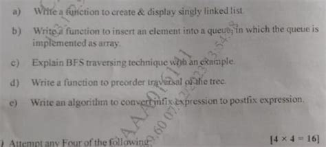A Witre A Furction To Create And Display Singly Linked List B Writoa Fun