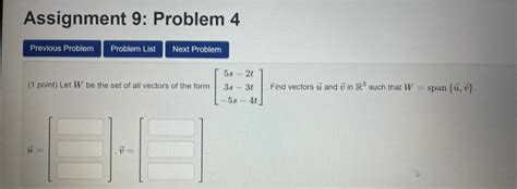 Solved Assignment 9 Problem 4 Previous Problem Problem List
