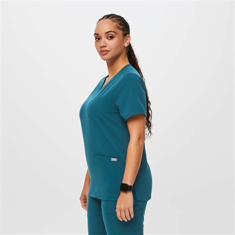 Womens Casma Three Pocket Scrub Top™ Caribbean Blue · Figs