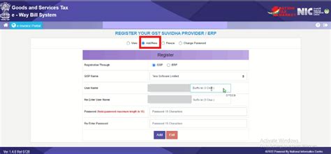 how to create a gsp username and password for the e way bill on the web