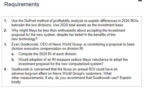 Solved Requirements 1 Use The Dupont Method Of Solved Requirements 1 Use The Dupont Method Of