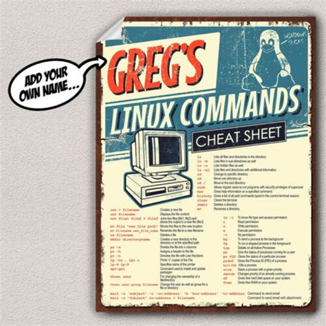 Linux Commands Cheat Sheet Custom Poster