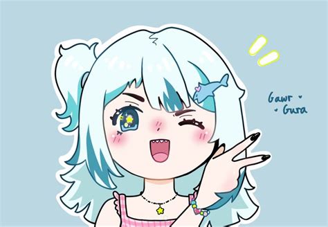 Gawr Gura Fanart Drawing Cute Shark Girl
