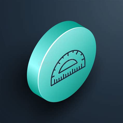 Isometric Line Protractor Grid For Measuring Degrees Icon Isolated On Black Background Tilt