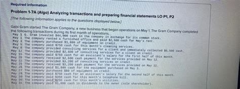 Solved Required Information Problem 1 7a Algo Analyzing