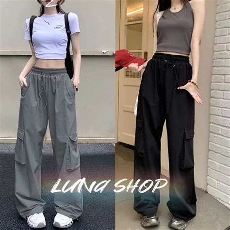 Luna Shop🍑กางเกงลำลอง🍄y2k กางเกงหลวมเอวสูงสไตล์เกาหลี Shopee Thailand