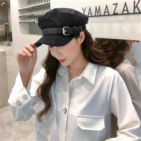 Тонкая военная шапка в стиле ретро с пряжкой на ремне зимняя винтажная Женская однотонная шапка