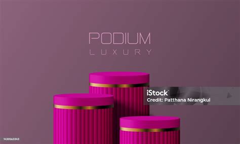 추상 핑크 골드 연단 빈 방 3d 모양 디자인 제품 디스플레이 프리젠 테이션 스튜디오 개념 최소 벽 장면 벡터 강단에 대한 스톡 벡터 아트 및 기타 이미지 Istock