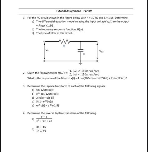 Solved Tutorial Assignment Part IV For The RC Circuit Chegg
