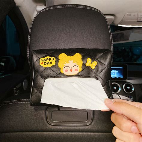 ลดกระหน่ำ กล่องทิชชู่ในรถการ์ตูนหมูน่ารักรถบังแดดที่วางแขนกล่องแขวนกระเป๋าหนังทิชชูอุปกรณ์ตก