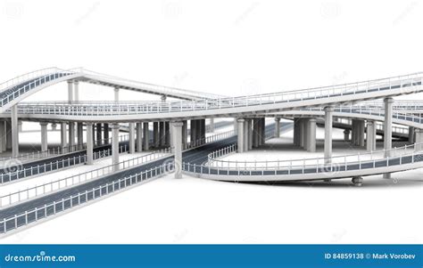 Overpass Highways Isolated On White Background 3d Rendering Royalty