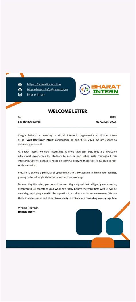 Shobhit Chaturvedi On Linkedin Webdevelopment Bharatintern