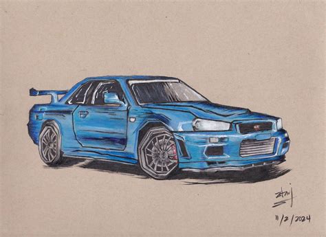 Skyline R34 Mixed Media Artwork By Omricardrawings On Deviantart