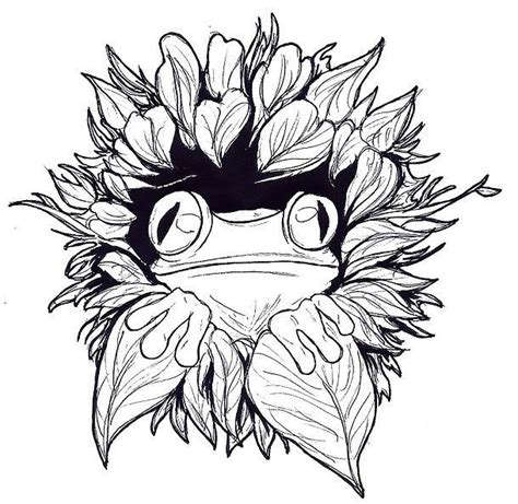 Cool Tree Frog Tattoo Design Cute Tree Frog Is Looking Out From The Leaves Frog Tattoos