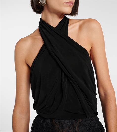 Halterneck Jersey Top In Black Saint Laurent Mytheresa