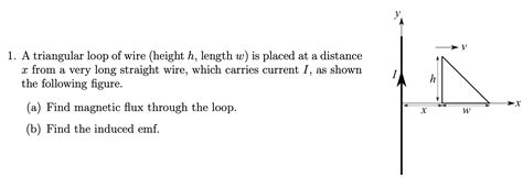 Solved A Triangular Loop Of Wire Height H Length W Chegg Com