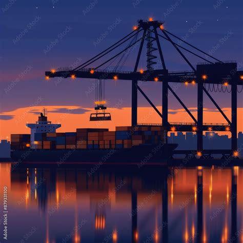 Global Cargo Hub Operations Efficient Distribution Center Loading Containers Onto Ships Flat