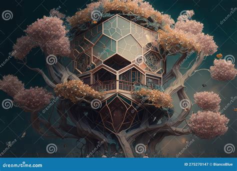 Hexagon Tree House Fantasy World Stock Illustration Illustration Of Architecture Nature