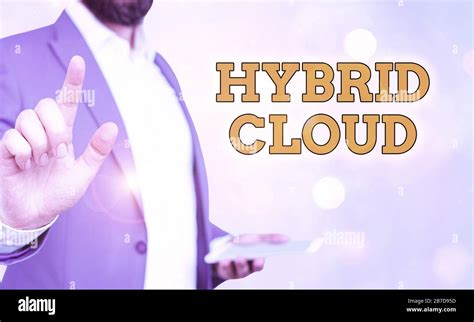 Word Writing Text Hybrid Cloud Business Photo Showcasing Computing Environment That Combines
