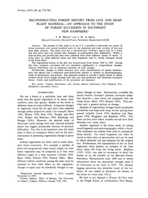 Ecology 1974 利用活的和死的植物材料重构森林历史henry Reconstructing Forest History From Live And Dead Plant