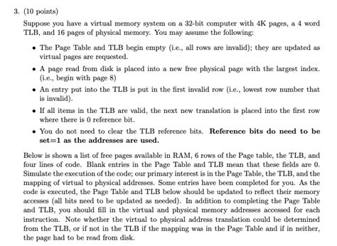 3 10 Points Suppose You Have A Virtual Memory