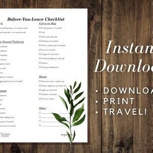 Vacation Checklist Pdf Before You Leave Printable Travel Prep List