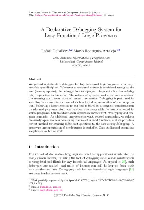 Pdf A Declarative Debugging System For Lazy Functional Logic Programs