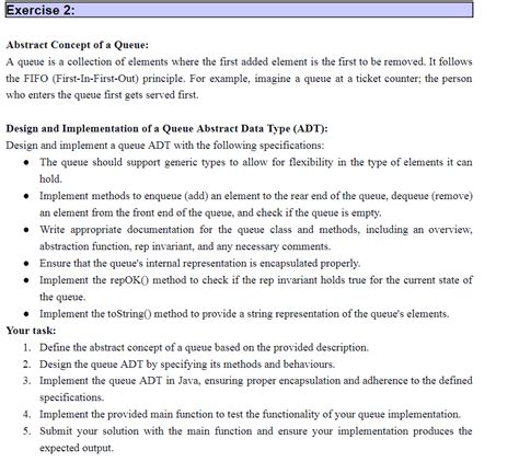 Solved Exercise 2abstract Concept Of A Queuea Queue Is A
