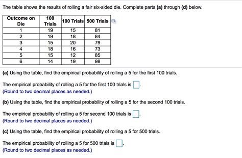 Solved D Compare The Empirical Probabilities To The