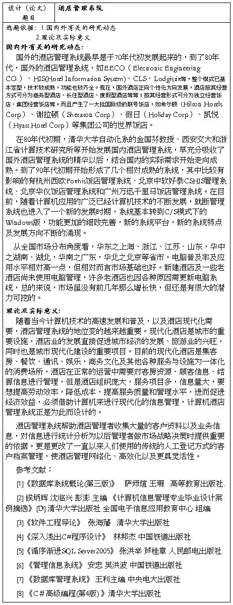 酒店管理系统开题报告（八篇） 范文118