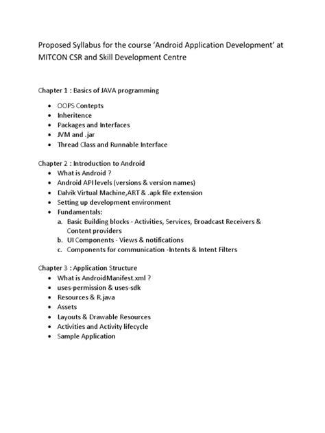 Android Syllabus Pdf Pdf Application Programming Interface