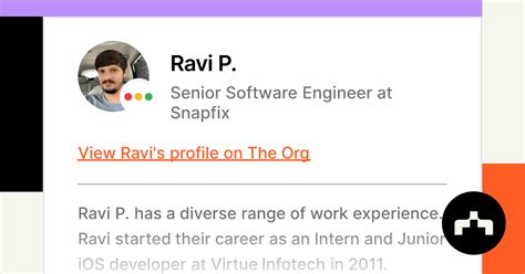Ravi P Senior Software Engineer At Snapfix The Org