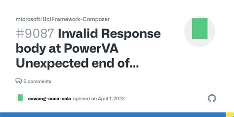 Invalid Response Body At Powerva Unexpected End Of Json Input · Issue 9087 · Microsoft