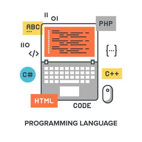 Lenguaje De Programación Diseño De Icono De Línea Plana Ilustración Del Vector Ilustración De