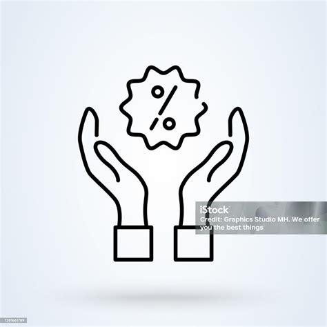 손 사인 라인 아이콘 또는 로고의 백분율입니다 백분율 개념 할인 퍼센트 벡터 선형 그림 가격에 대한 스톡 벡터 아트 및 기타 이미지 Istock