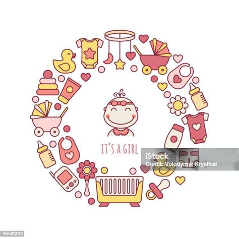 그 여자 인사말 카드 디자인 벡터 베이비 라인 아트 아이콘 원 형태로 설정합니다 보육 및 아이 케어입니다 개체 그룹에 대한 스톡 벡터 아트 및 기타 이미지 Istock